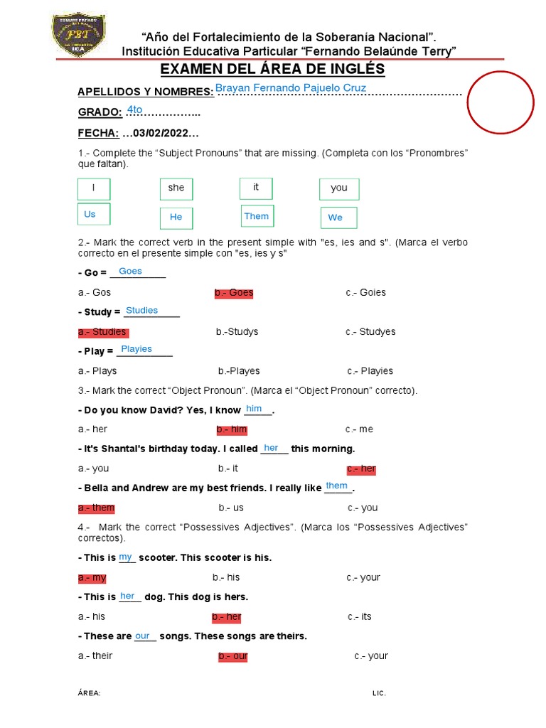 EXAMEN - Secundaria | PDF | Semantic Units | Cognitive Science