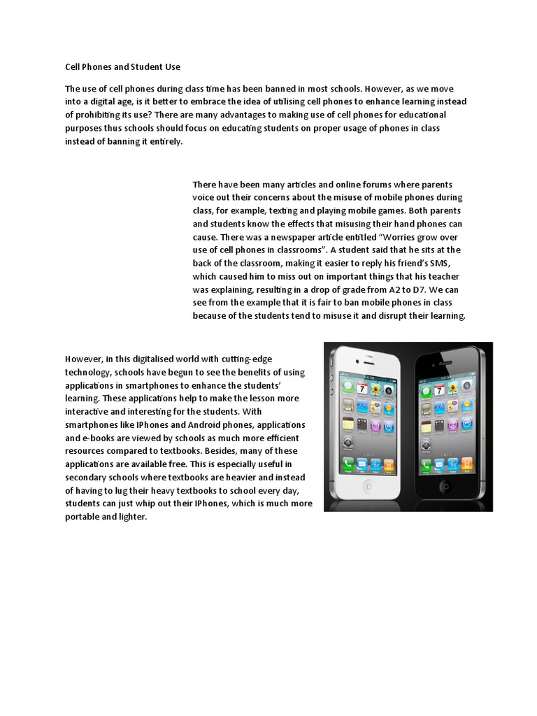 Cell Phones and Student Use | PDF | Mobile Phones | Smartphone