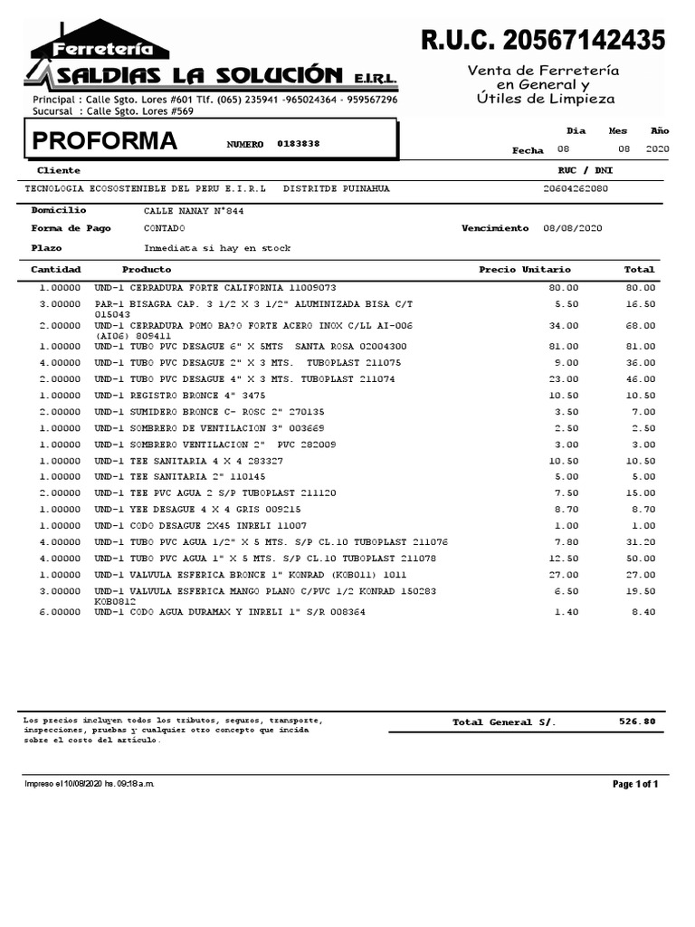 Proforma 20 | PDF