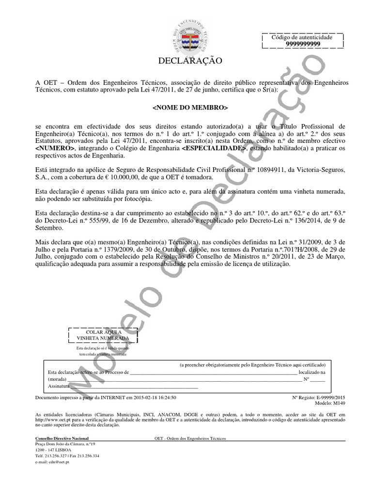 Modelo 149 | PDF | Engenharia