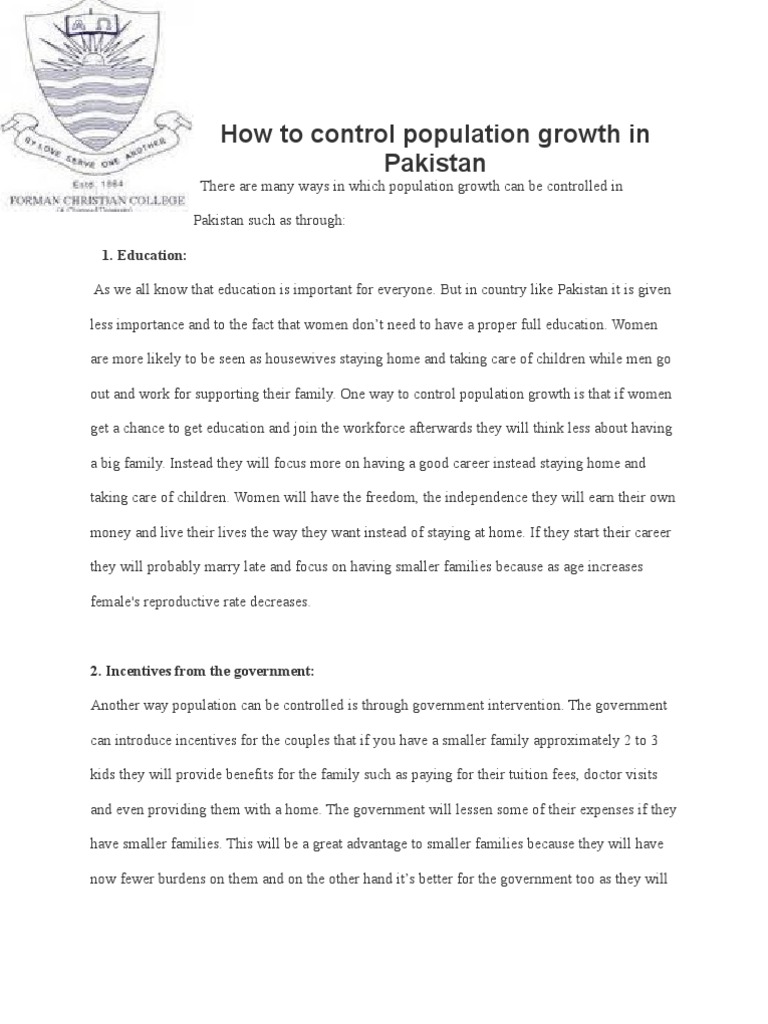 How To Control Population Growth in Pakistan | PDF | Population Growth ...