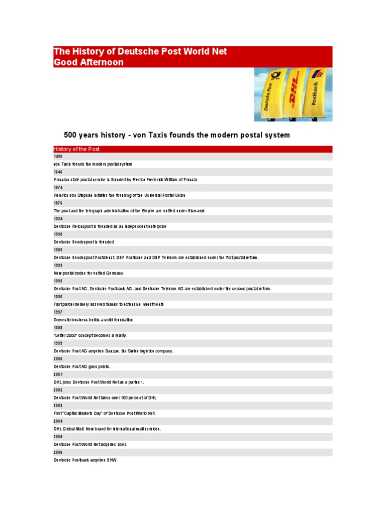 The History of Deutsche Post World Net | PDF | Mail | Germany