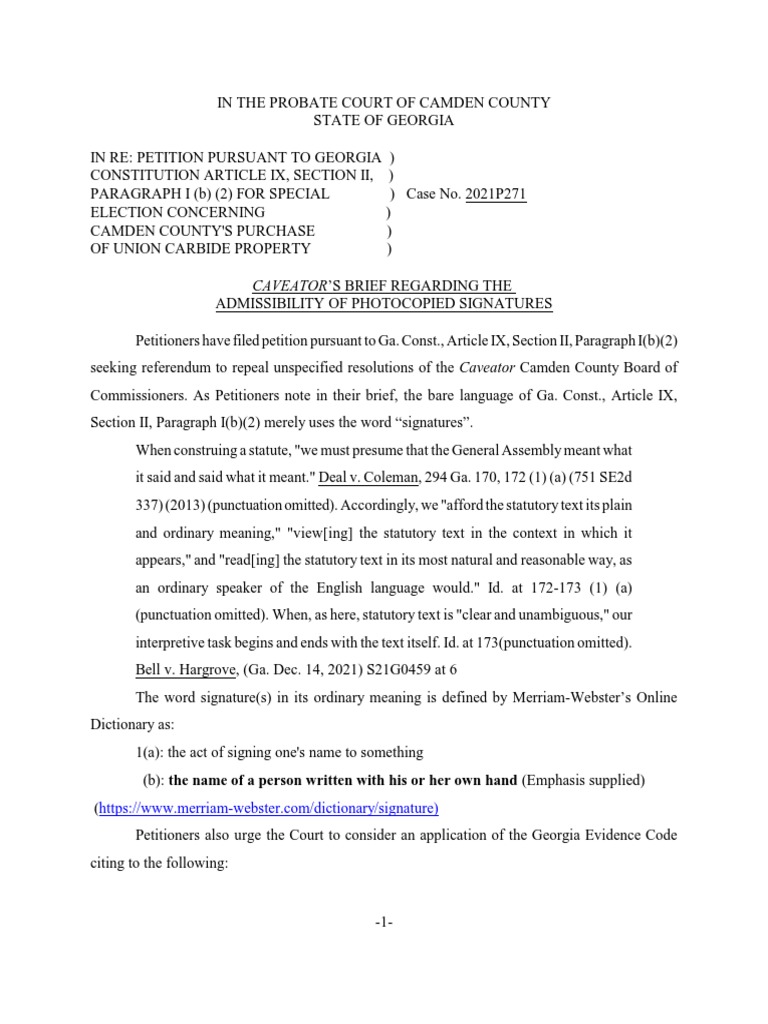 Caveat Brief | PDF | Signature | Notary Public