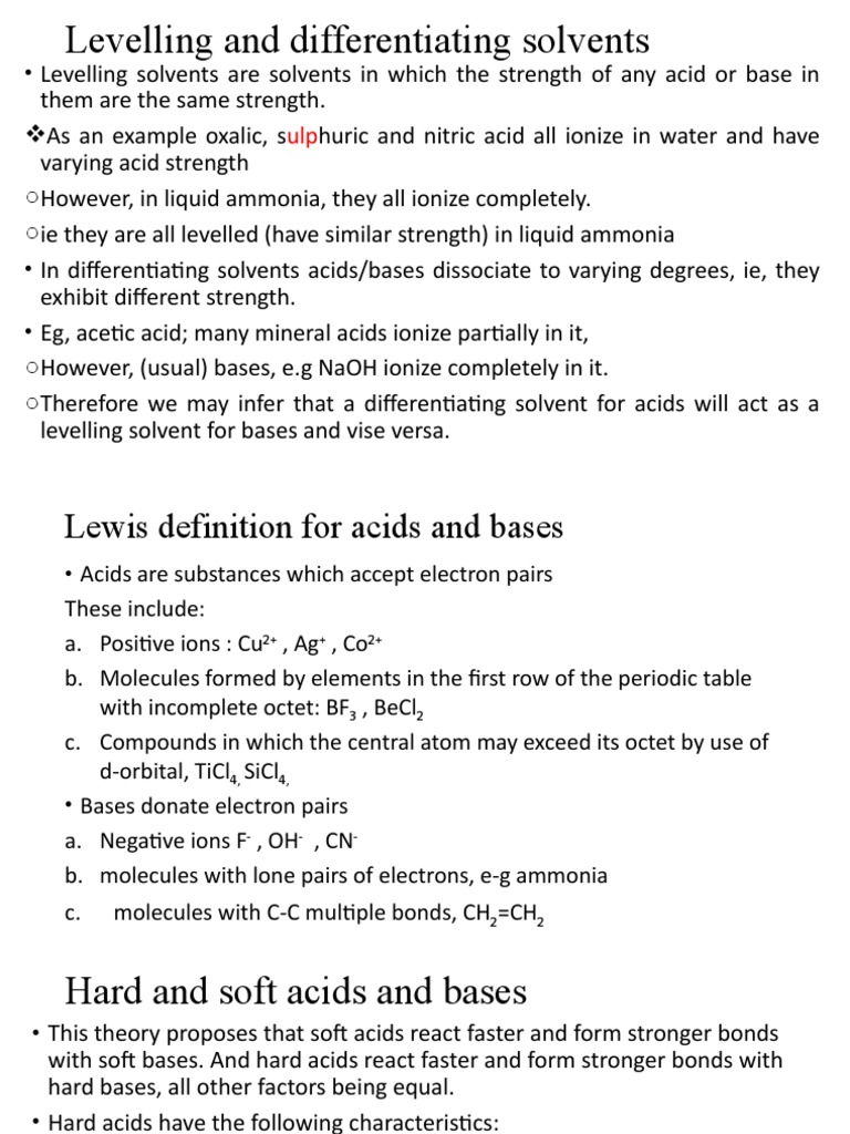 Levelling and Differentiating Solvents | PDF | Redox | Electrochemistry