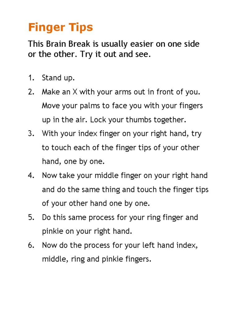 Brain Break | PDF | Hand | Finger