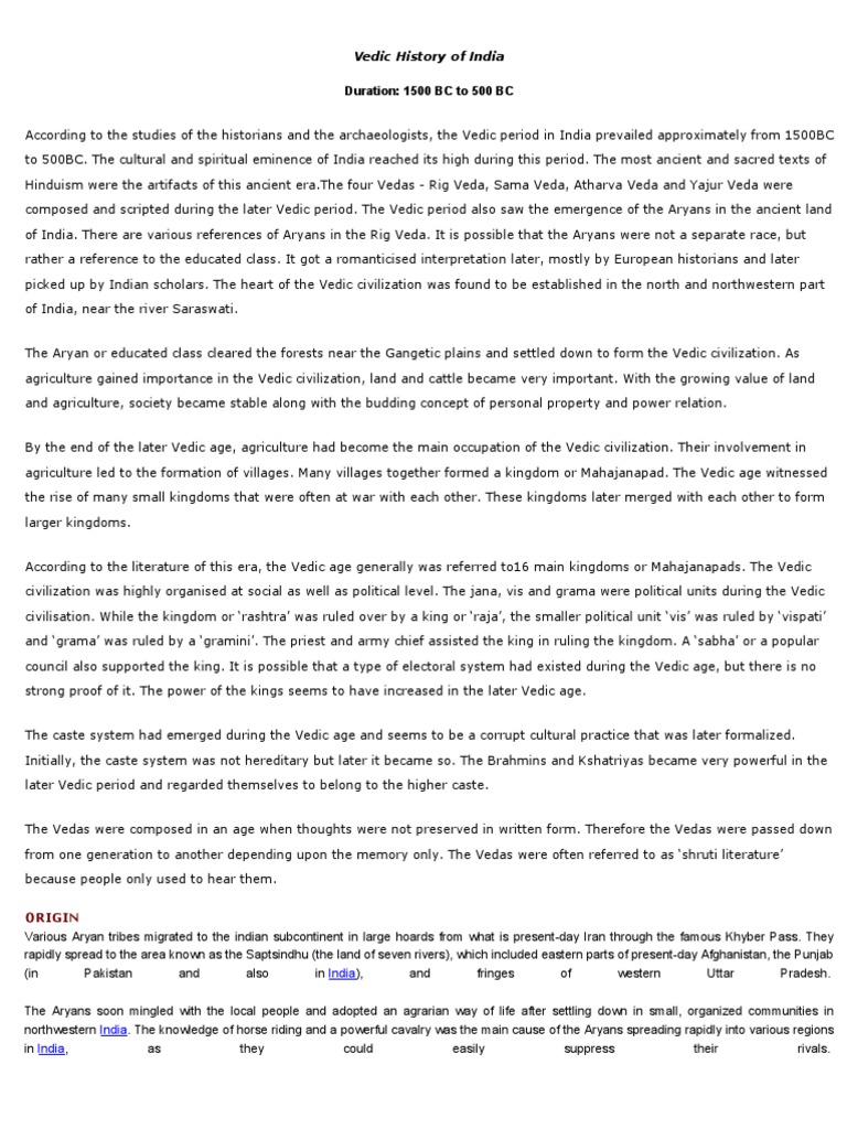 Vedic Period: Timeline and Culture | PDF | Vedas | Indian Religions