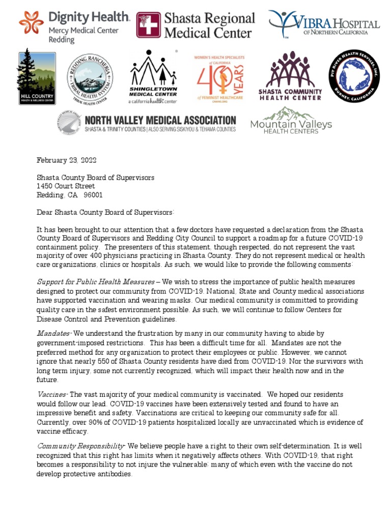 Shasta County BOS-COVID-19 Healthcare Community Letter | PDF ...