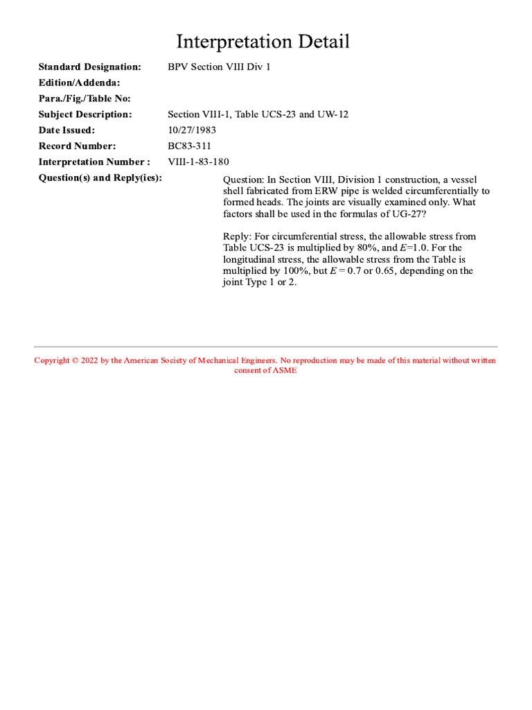 Https Cstools - Asme.org Interpretation... Retationdetail | PDF