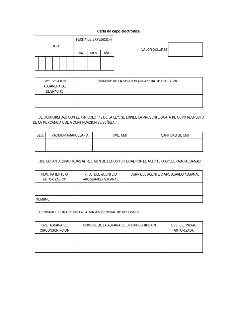 Carta de Cupo Electrónica: Un documento clave para el régimen de ...