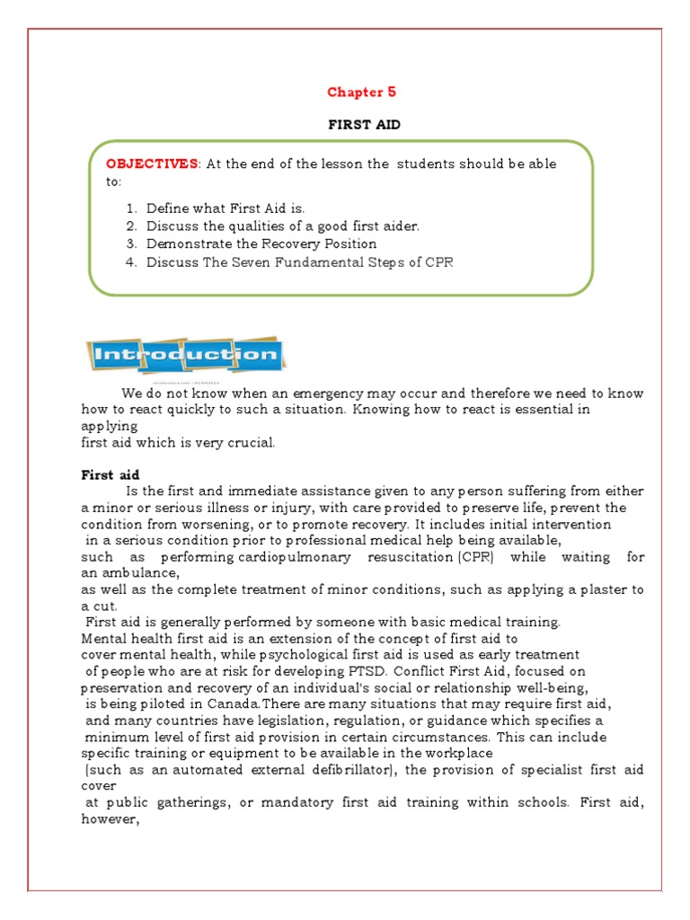 The Fundamentals of First Aid: Defining First Aid, Qualities of a Good ...