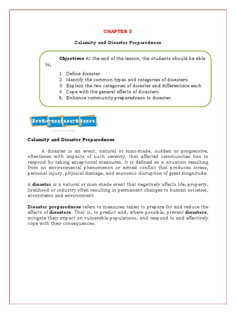 Chapter 3 Calamity Disaster Preparedness | PDF | Emergency Management ...