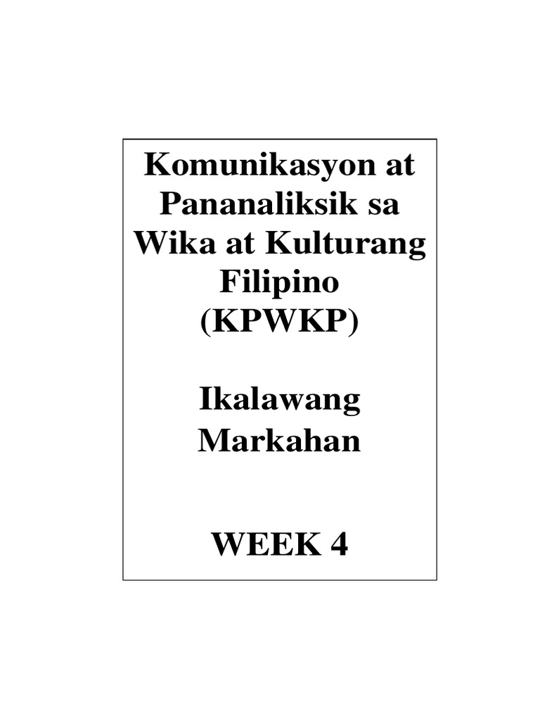KPWKP - Q2 - Week 4 | PDF