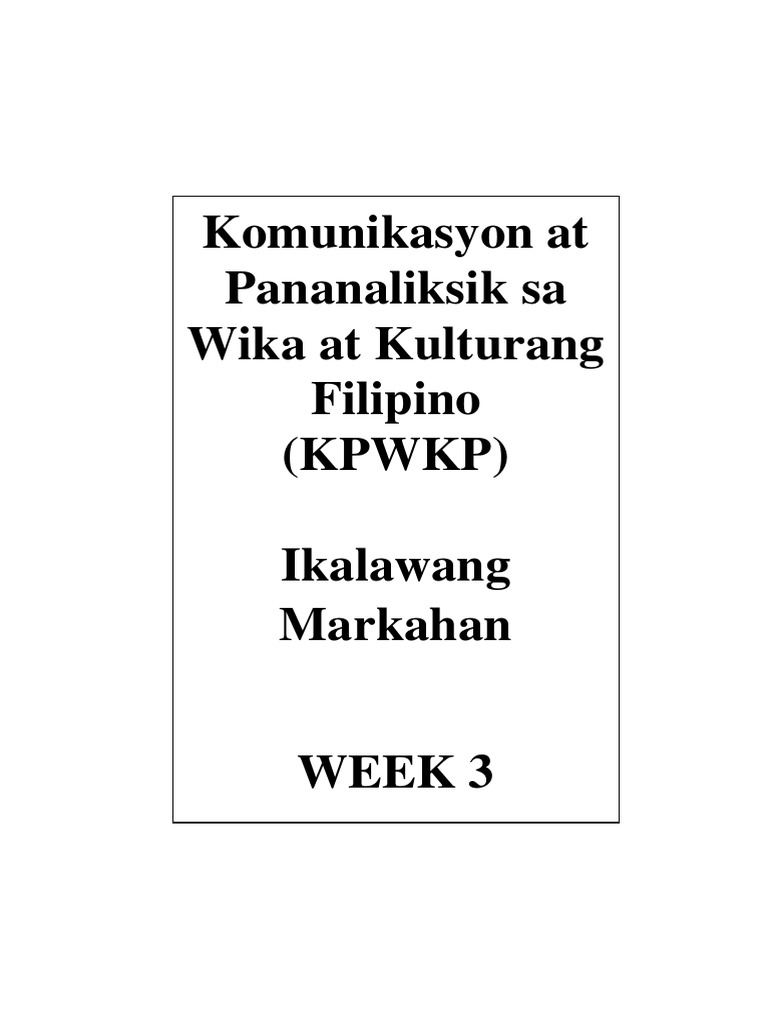 KPWKP - Q2 - Week 3 | PDF