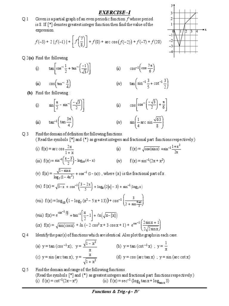 Exercise-I: 3 3 2 5 2 3 X X X X Cos Log Sin Log 3 2 Sin | PDF ...