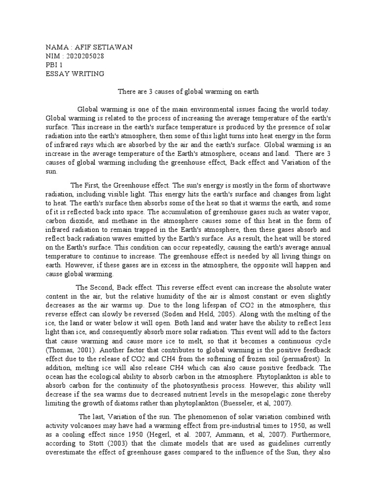 Five-Paragraph Essay | PDF | Climate Change | Greenhouse Gas