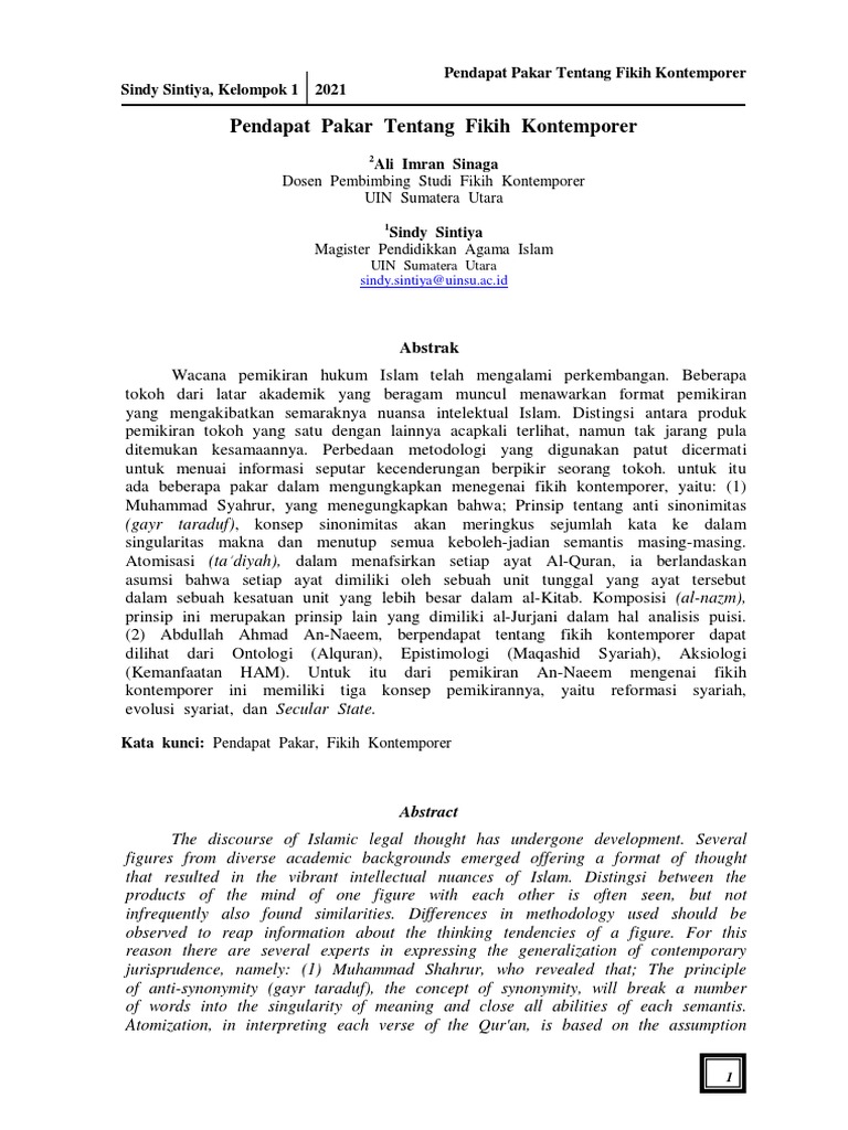 Pendapat Pakar Fikih Kontemporer | PDF