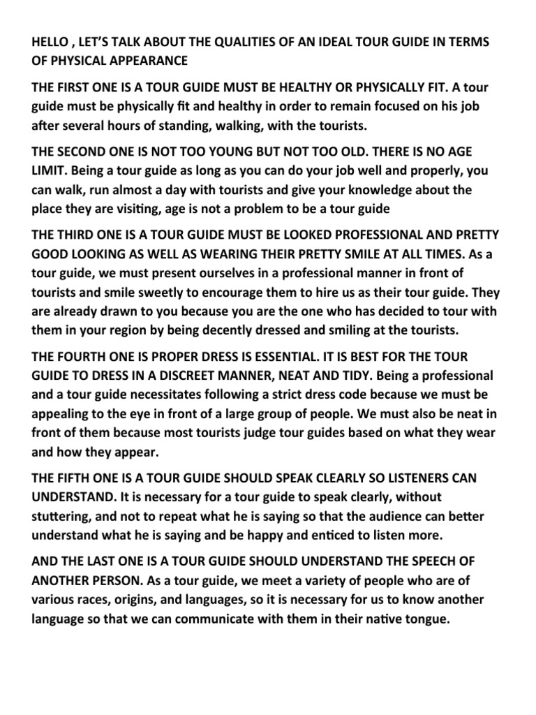 Tour Guiding Script | Download Free PDF | Linguistics | Human Communication