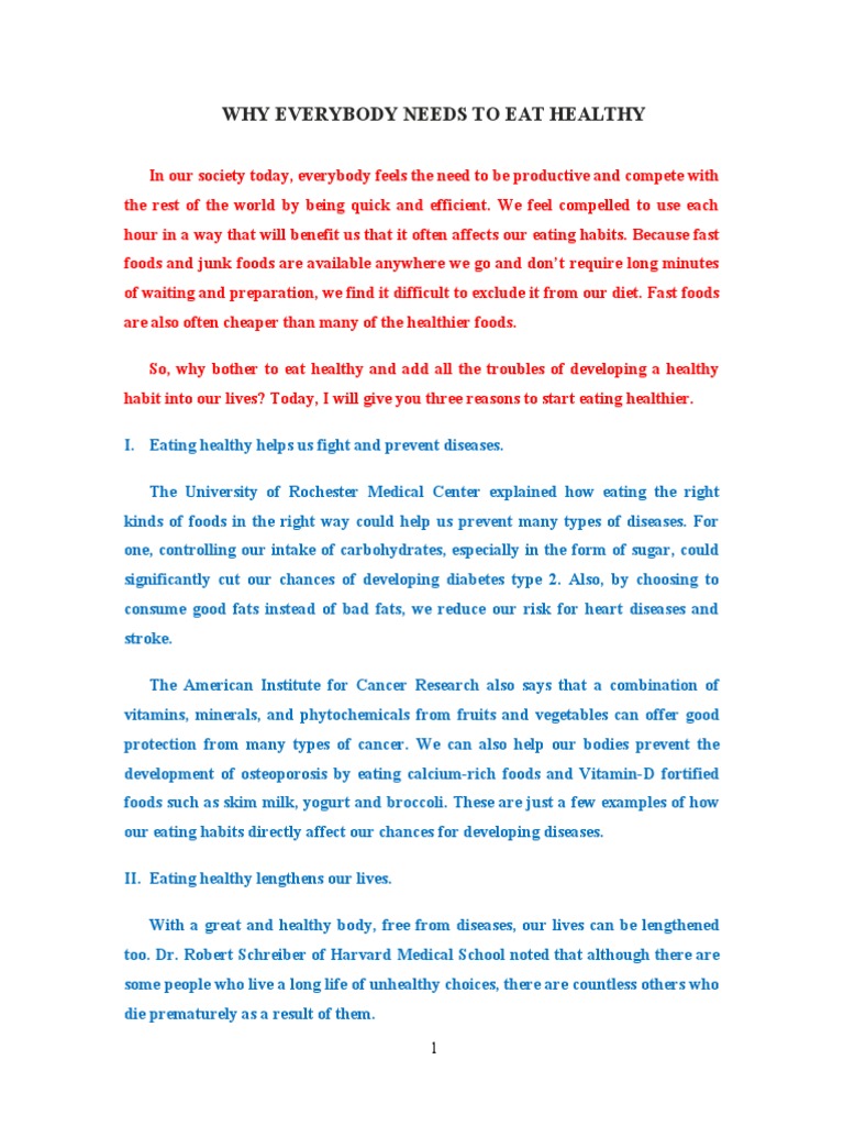 Eating Healthy Persuasive | PDF | Foods | Healthy Diet