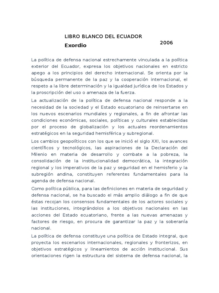 Libro Blanco Del Ecuador 2006 | PDF | Valores | Ecuador