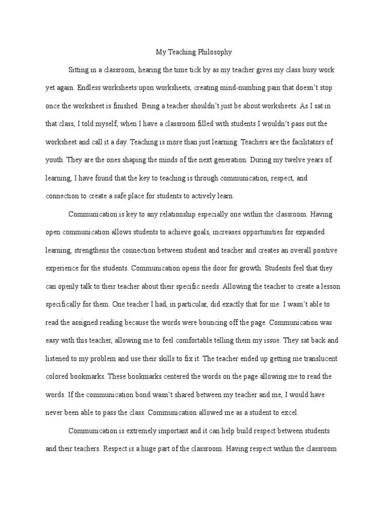 Teaching Philosophy - Jamie Hewett | PDF | Teachers | Classroom