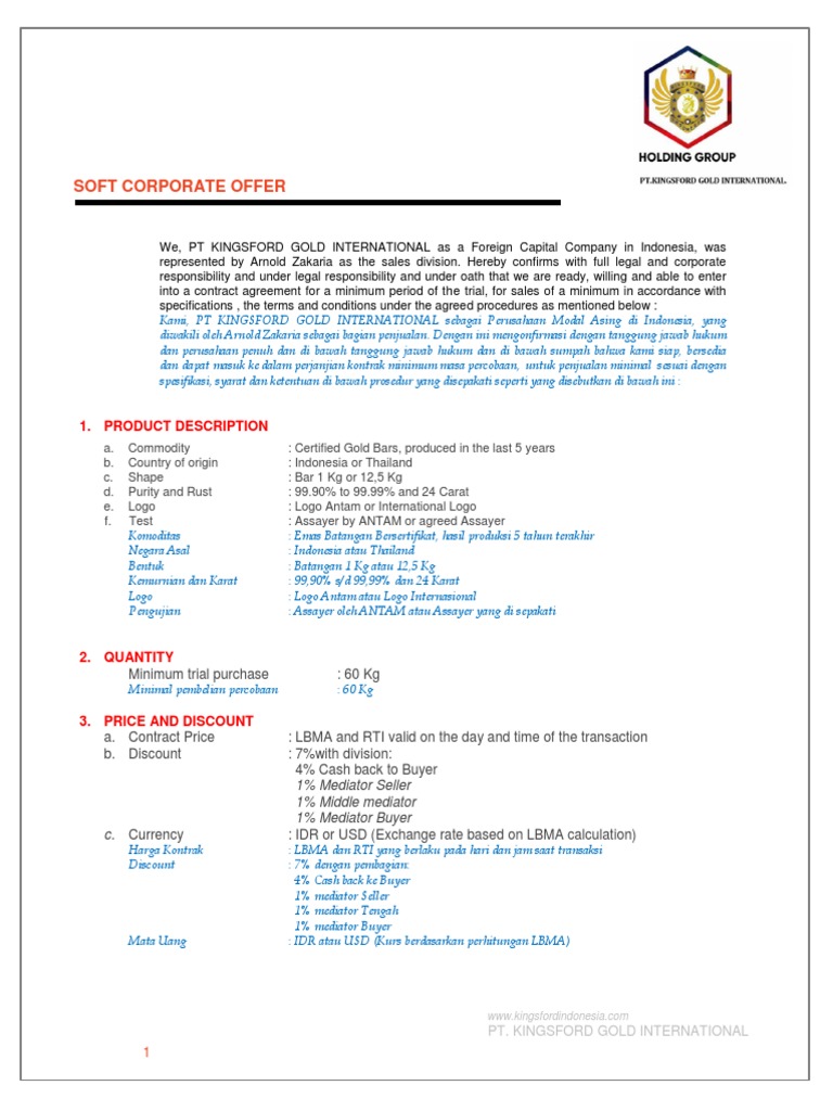 Soft Corporate Offer: 1. Product Description | PDF | Economies ...