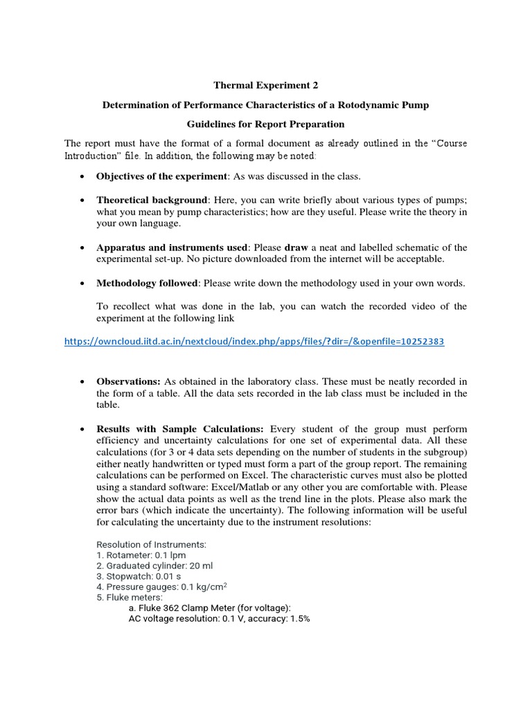Pump Report Guidelines Jan2022 | PDF | Pump | Science