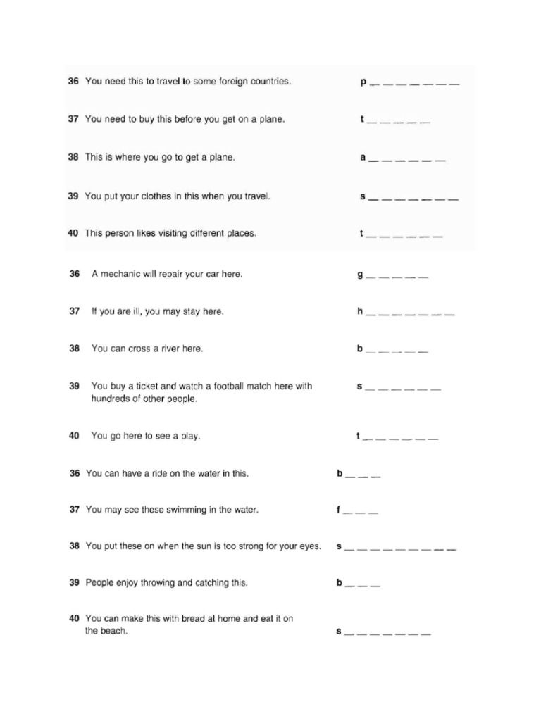 Vocab Exercises KET A2 | PDF