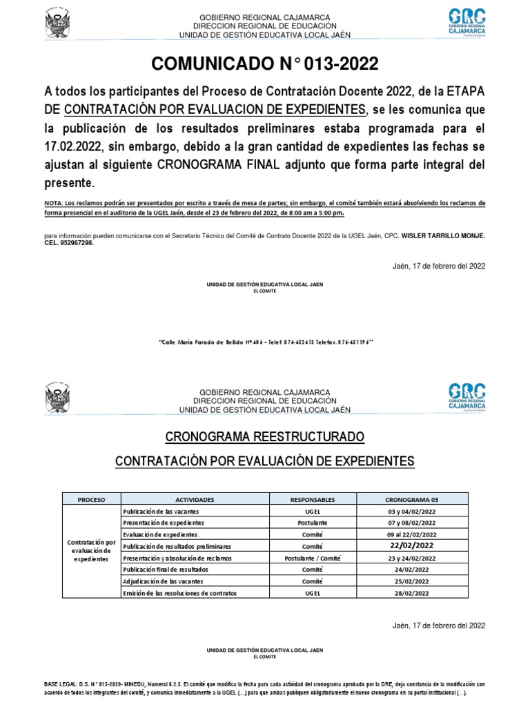 Comunicado #013-2022 | PDF