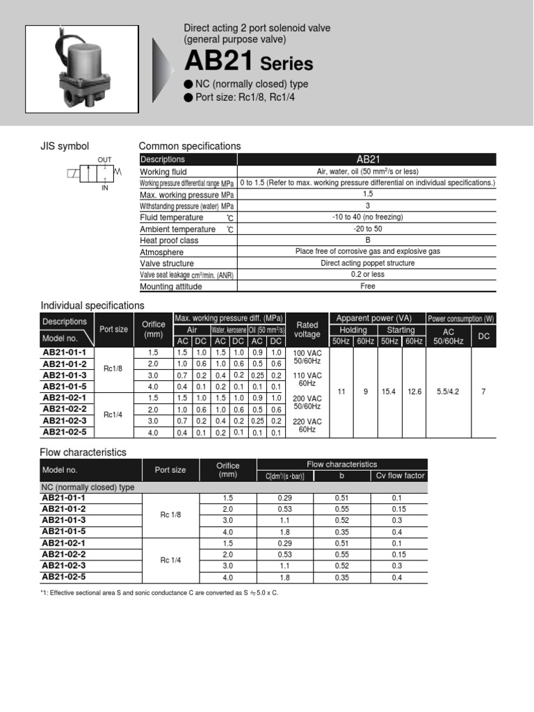 CKD 2 Way Valve AB21 | PDF | Valve | Gas Technologies