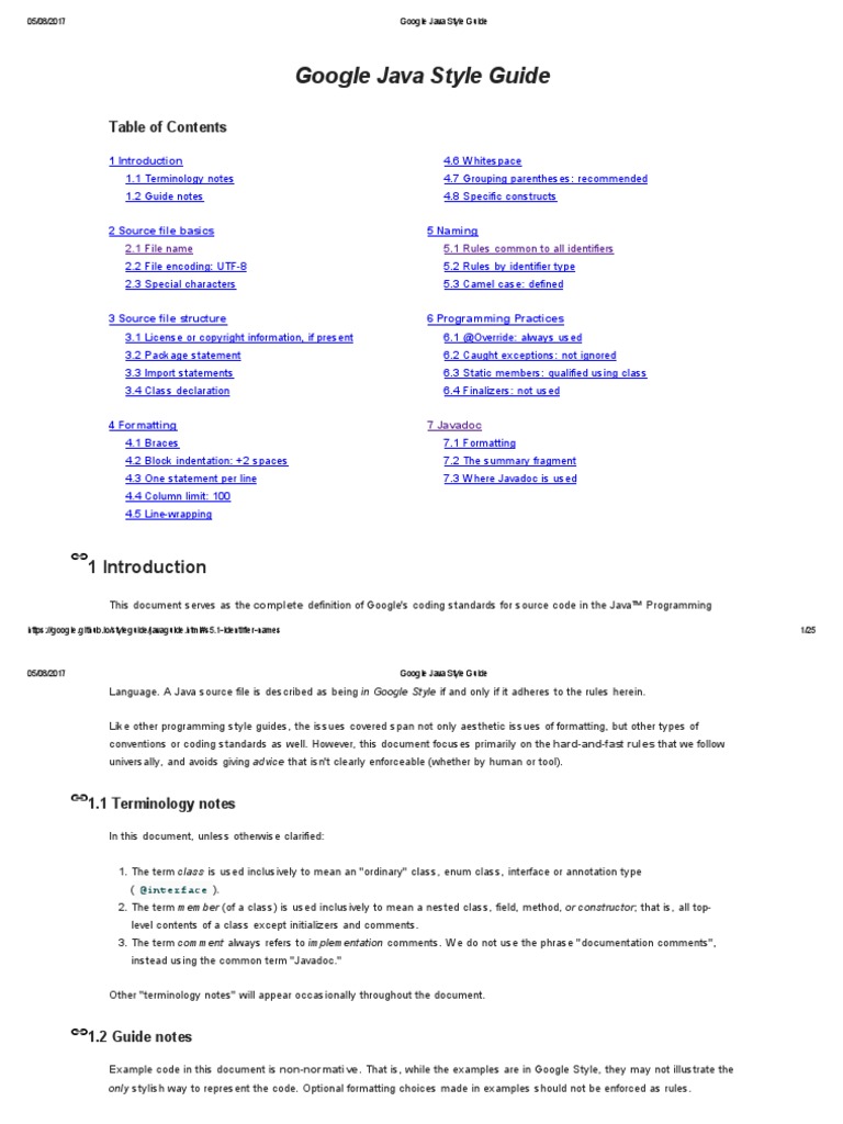 Google Java Style Guide | PDF | Letter Case | Java (Programming Language)