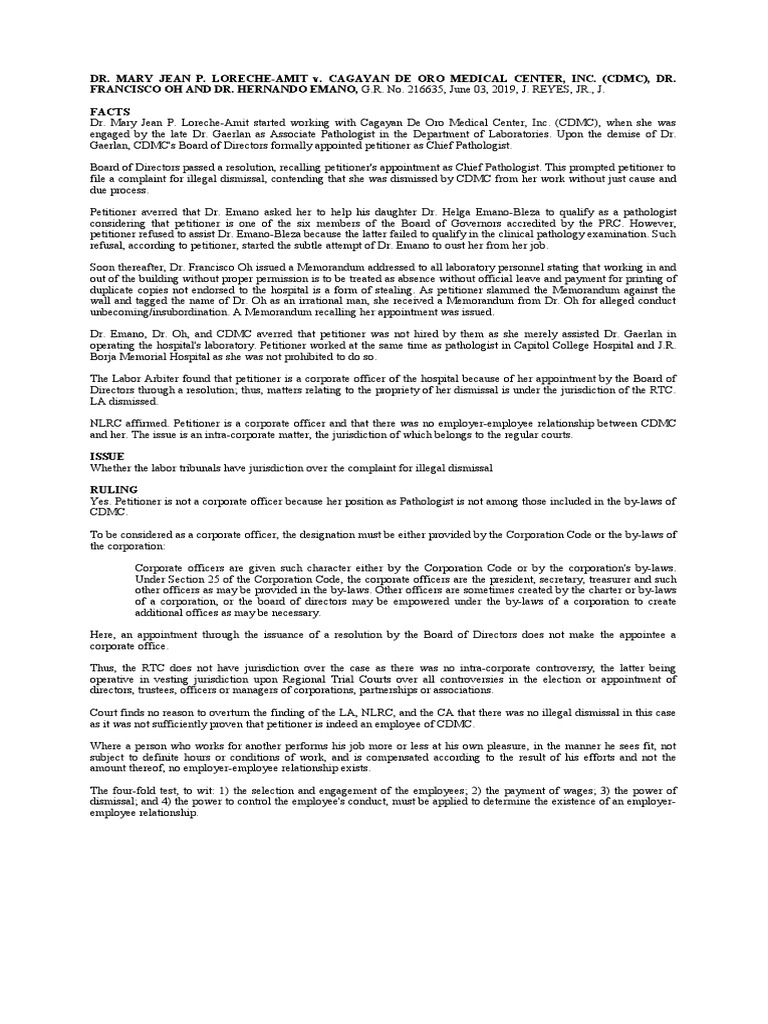 Jurisdiction in Illegal Dismissal Case | PDF | Employment | Common Law