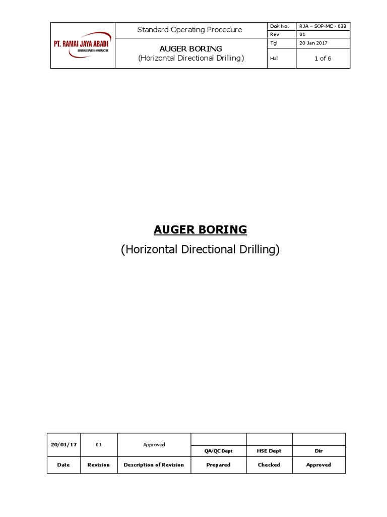 Rja - Sop - MC - 033 Auger Boring | PDF