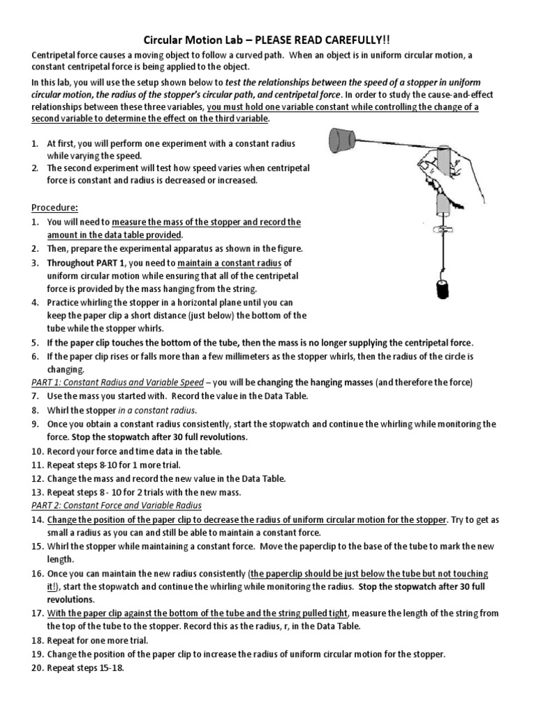 Circular Motion Lab: Centripetal Force Experiments | PDF | Force ...