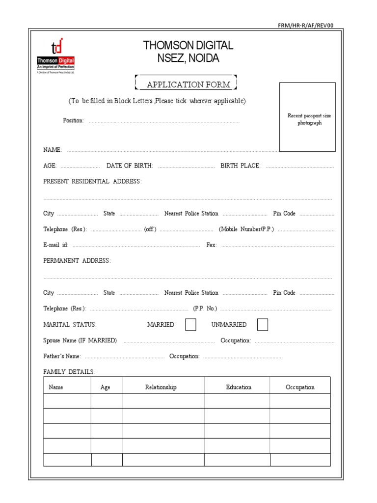 Thomson Digital Nsez, Noida: Application Form | PDF | Government | Justice