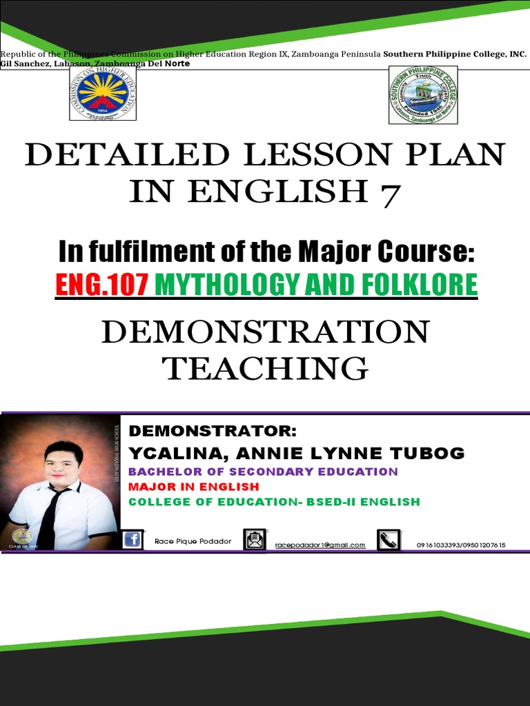 Detailed Lesson Plan in English 7: in Fulfilment of The Major Course ...