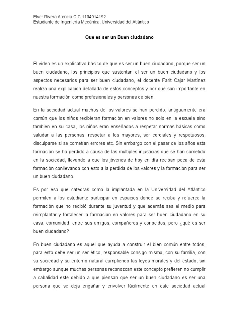 Que Es Ser Un Buen Ciudadano | PDF | Ciudadanía | Sociedad