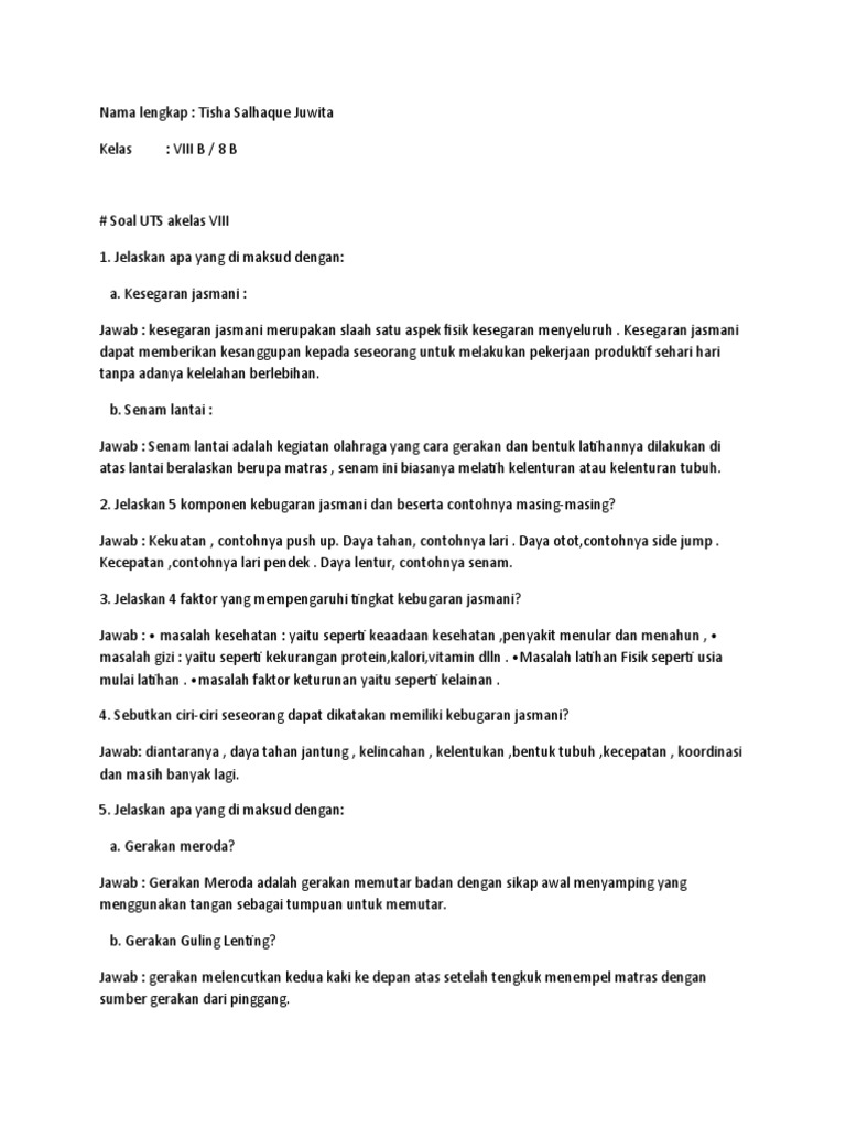 Soal Essay UTS Kelas XIII | PDF