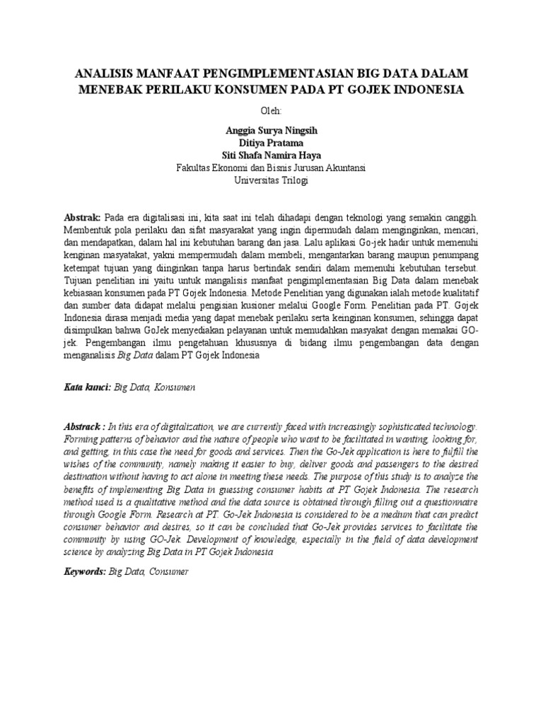 Manfaat Big Data di PT Gojek Indonesia | PDF