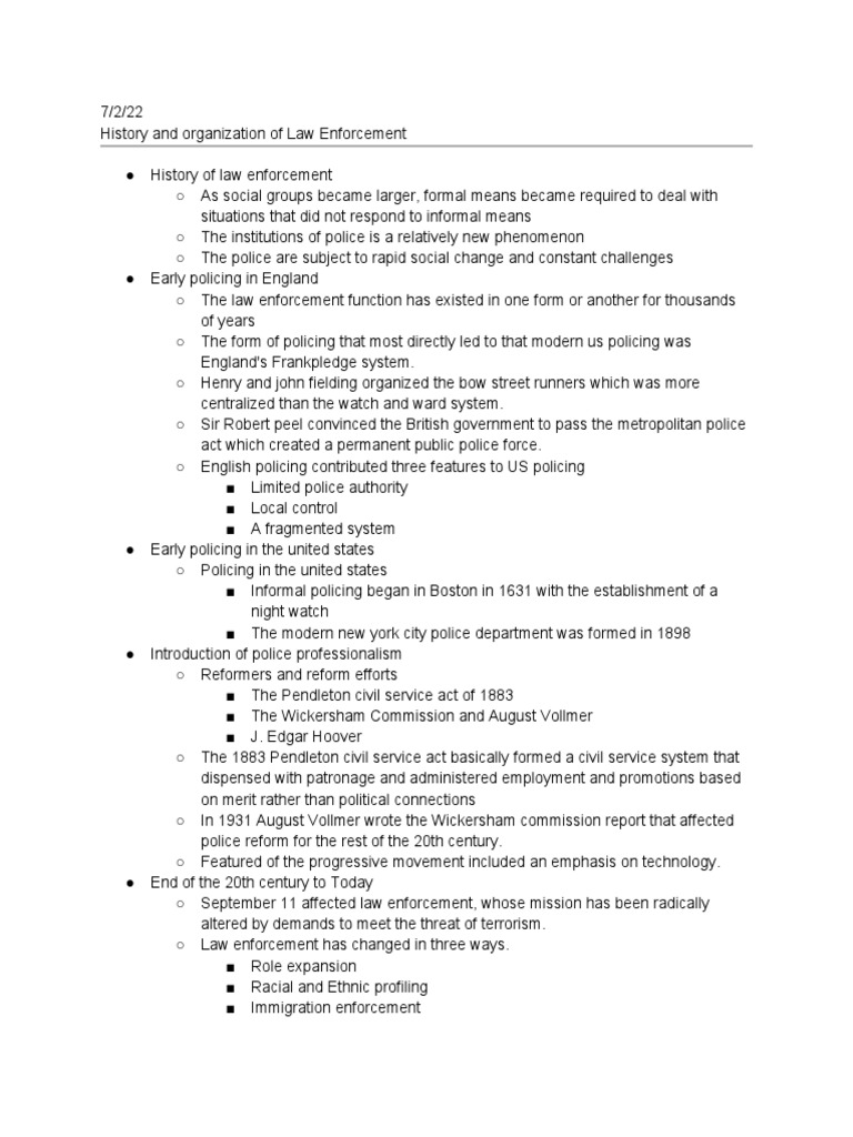 Criminal Justice Notes 7:2:22 | PDF | Police | Law Enforcement Agency