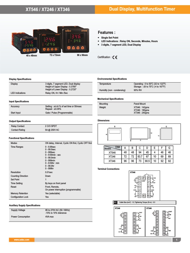 Dual Display, Multifunction Timer XT546 / XT246 / XT346: Features | PDF ...