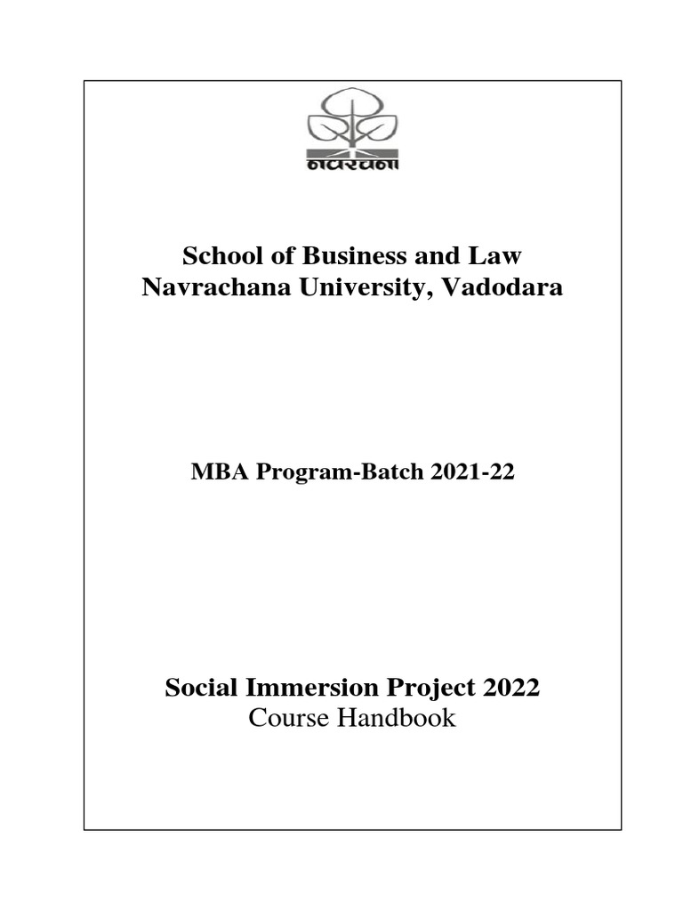 Social Immersion Project Course Handbook | PDF | Internship | Job Hunting