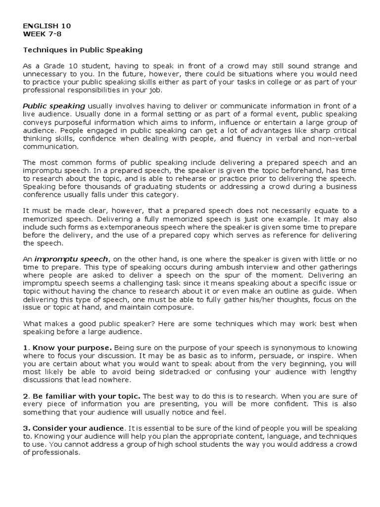 English10 Q2 Week7 8 | PDF | Public Speaking | Cognitive Science