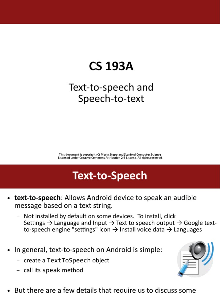 Text-To-Speech and Speech-To-Text: Licensed Under Creative Commons ...