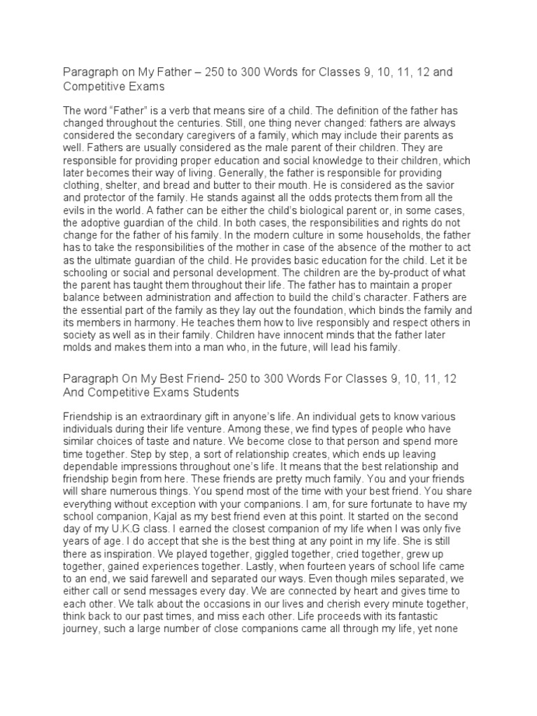 Paragraph On My Father | PDF | Father | Parent