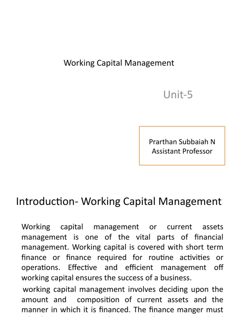 Unit-5 Working Capital Management | PDF | Working Capital | Finance ...