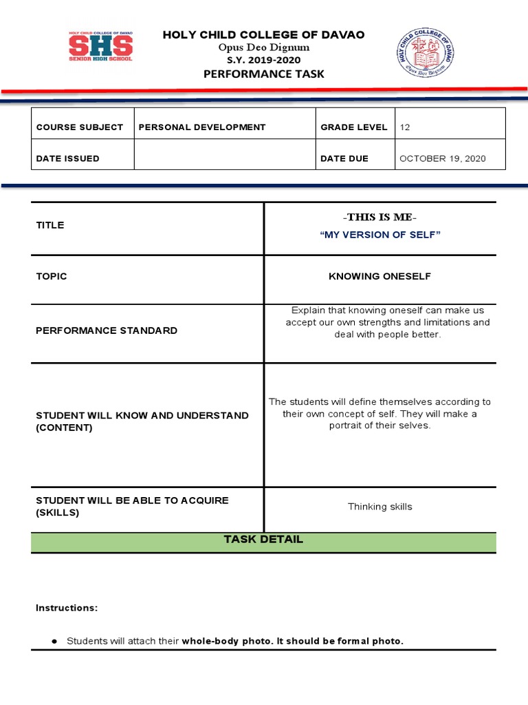 Perdev 1st Quarter Performance Task | PDF | Self | Behavior Modification