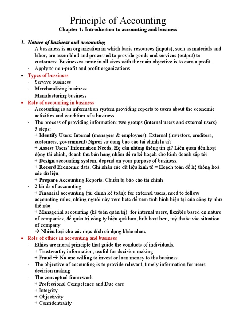 Principle of Accounting 1 | PDF | Debits And Credits | Equity (Finance)