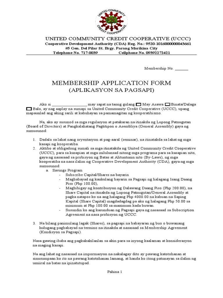 Aplikasyon Sa Pagsapi | PDF