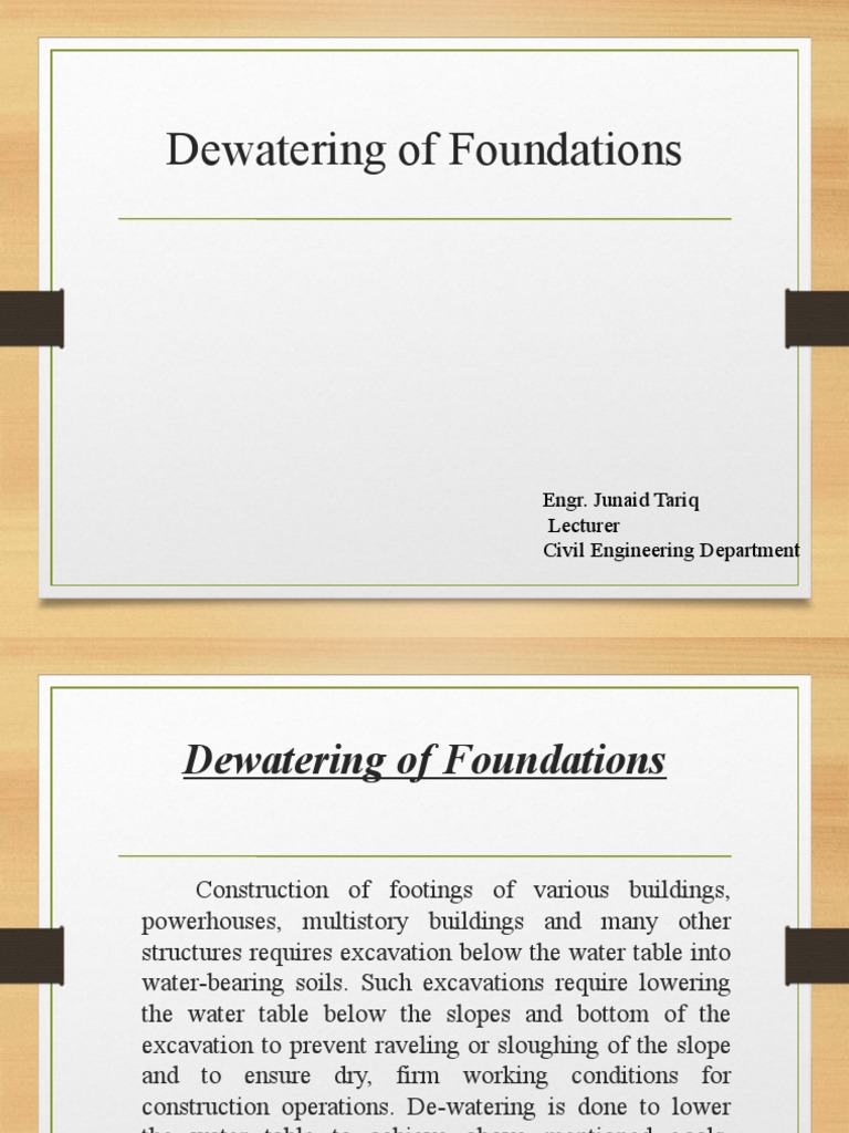 Techniques for Foundation Dewatering | PDF | Deep Foundation | Earth ...