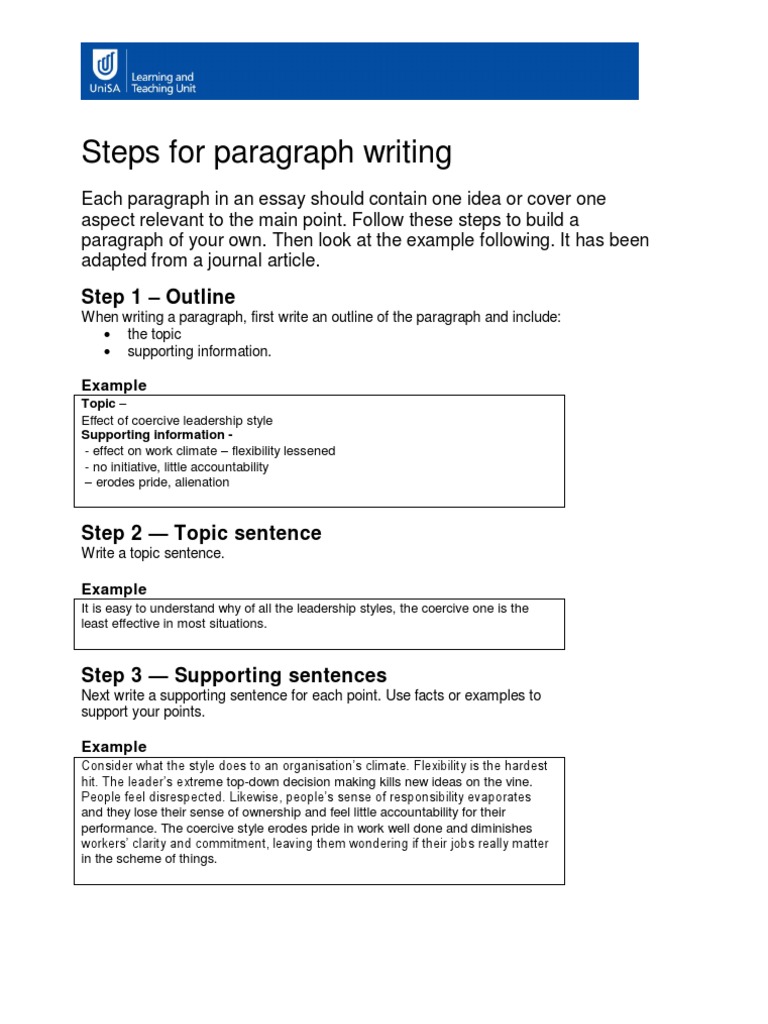 5 Steps in Writing A Paragraph | PDF | Paragraph | Leadership